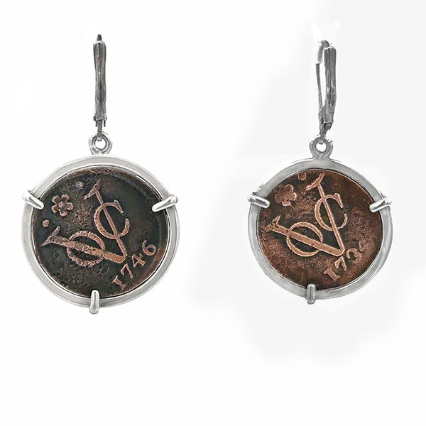 Dutch "VOC" Copper Duit Earrings Sterling - Cedar Chest Sanibel