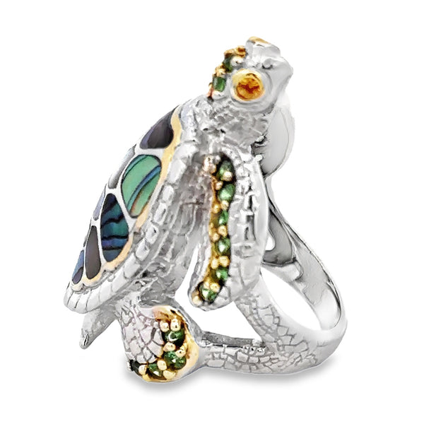Turtle Ring Sterling and 18Kt - Cedar Chest Sanibel