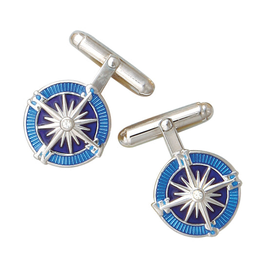 Compass Rose Cufflinks, Sterling - Cedar Chest Sanibel